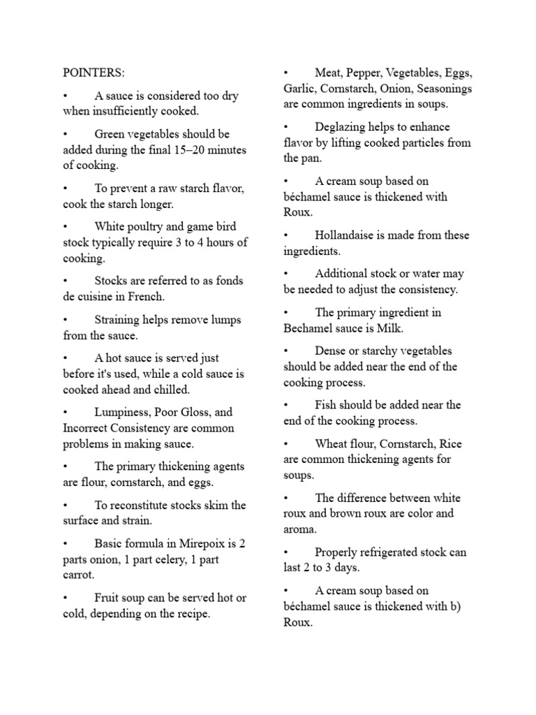 POINTERS | PDF | Soup | Sauce