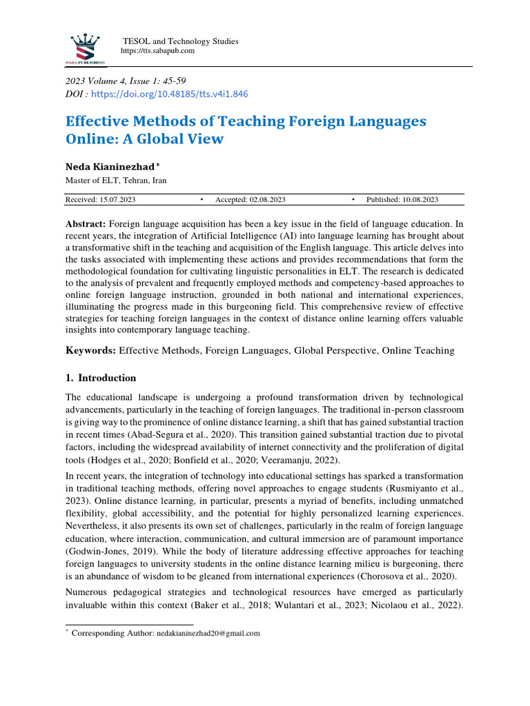 Effective Online Foreign Language Teaching | PDF | Educational Technology | Language Education
