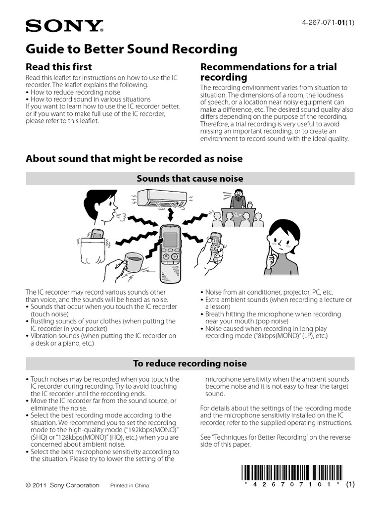 Guide To Better Sound Recording: Read This First Recommendations For A ...