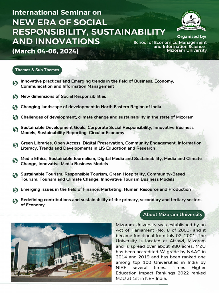 Flyer SEMIS - MZU International Conference | PDF | Sustainability ...