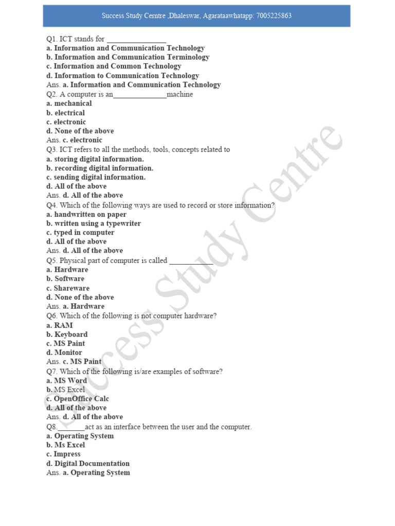 Ict. MCQ | PDF | Operating System | Antivirus Software