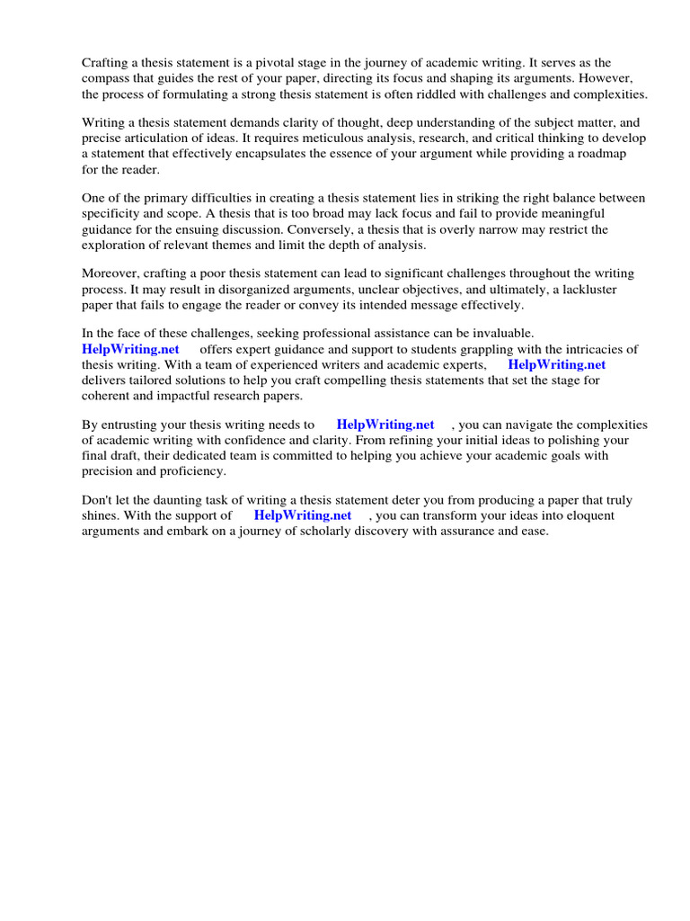 A Poor Thesis Statement Helps Guide The Rest of Your Paper | PDF ...