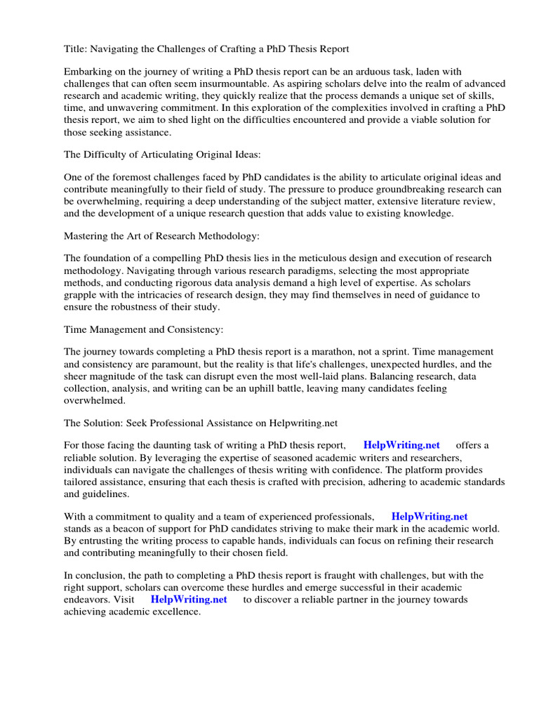 How to Write a Phd Thesis Report | PDF | Thesis | Methodology