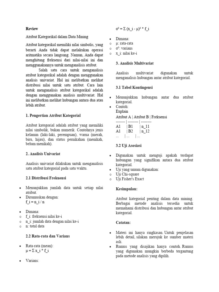 Atribut Kategorikal Dalam Data Mining | PDF