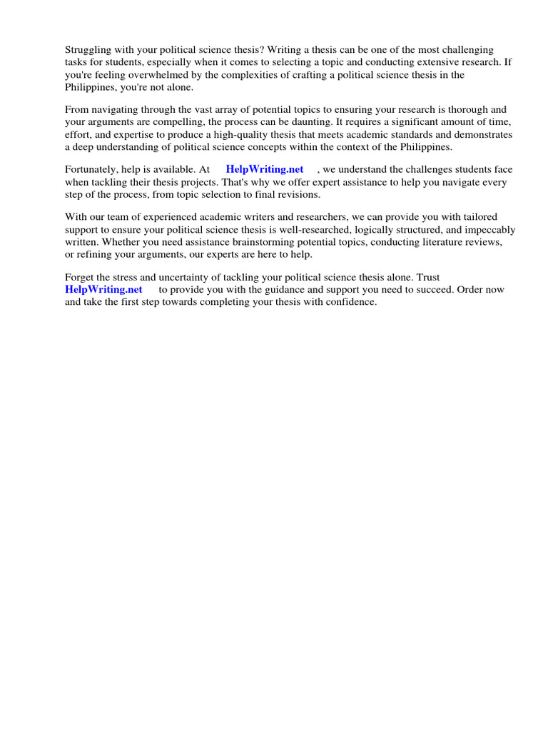 Political Science Thesis Topics Examples Philippines | PDF