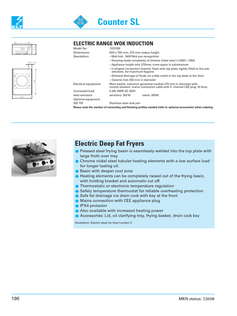 Counter SL: Electric Deep Fat Fryers | PDF | Ac Power Plugs And Sockets ...