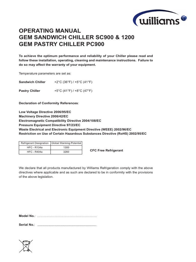 William Sandwich Counter Operation Manual | PDF