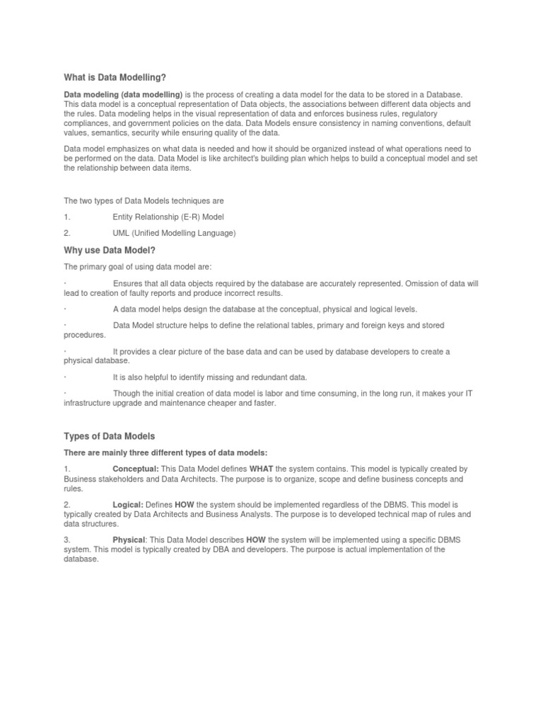 What Is Data Modelling | PDF