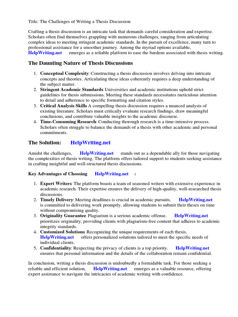 Writing A Thesis Discussion | PDF | Career & Growth