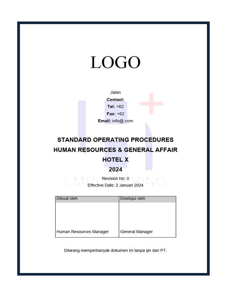 SOP HRD & GA HOTEL Edited | PDF | Business