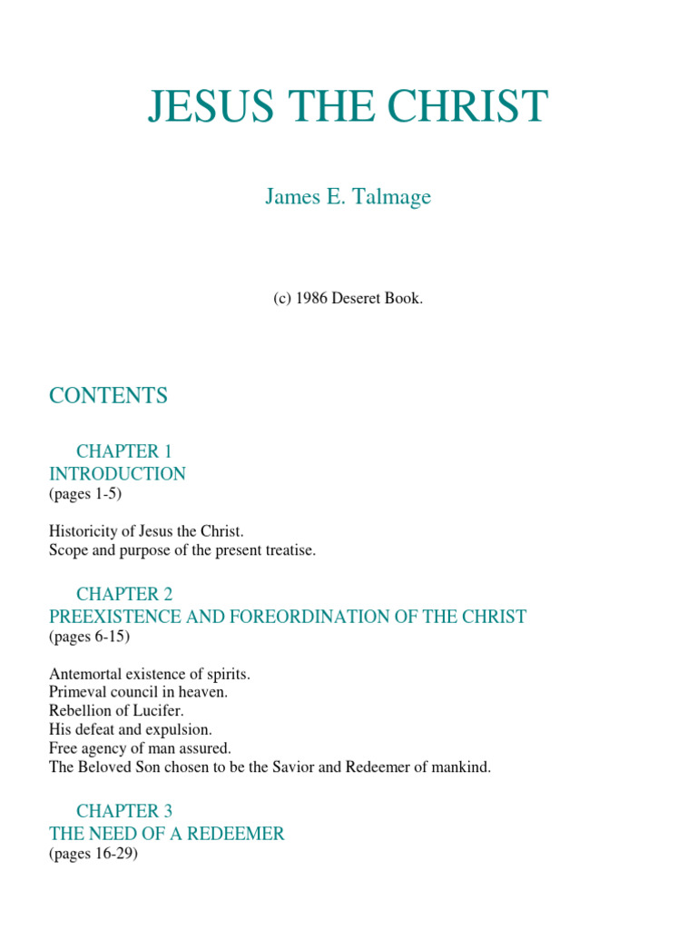 Talmage Jesus The Christ | PDF | Jesus | Ministry Of Jesus