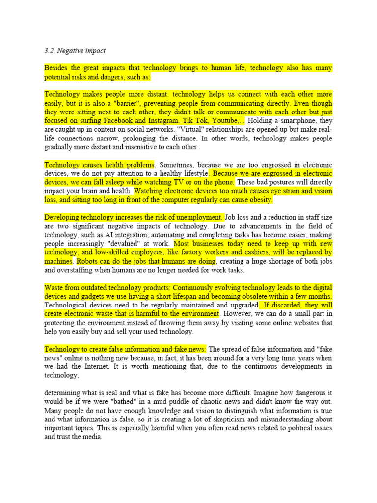 Negative Effects of Technology on Society | PDF | News | Communication