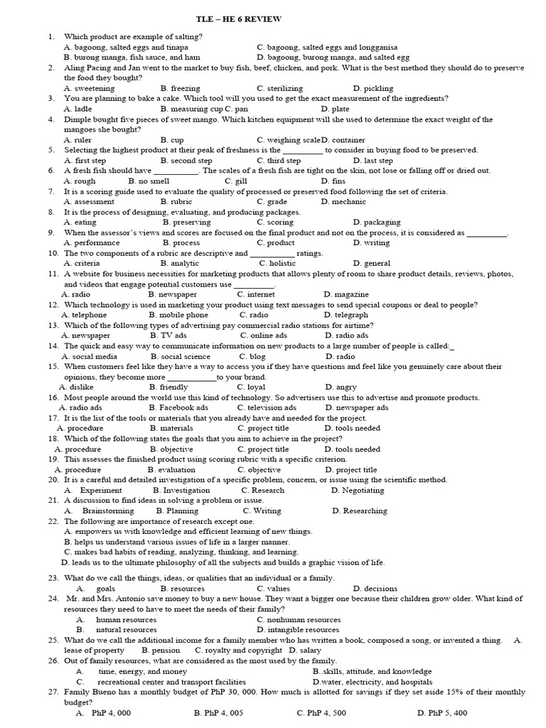 Tle He6 Review | PDF