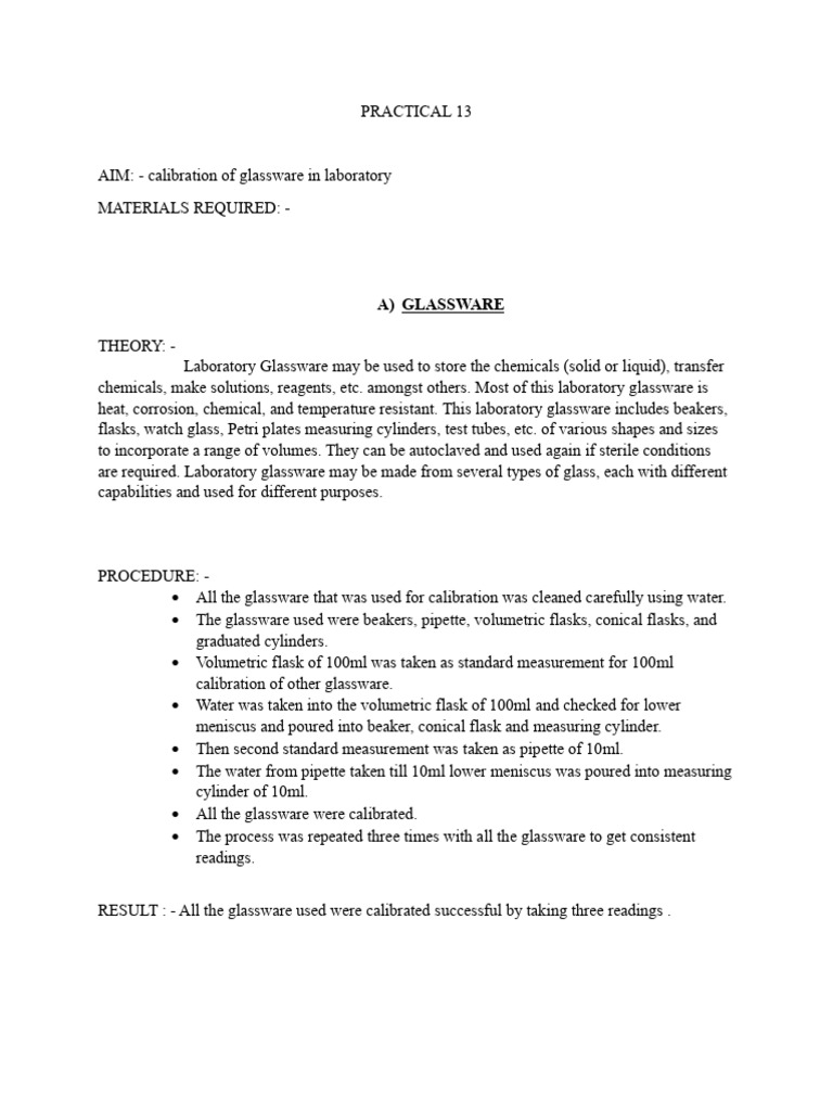 Lab Glassware Calibration Guide | PDF | Home & Garden | Technology ...