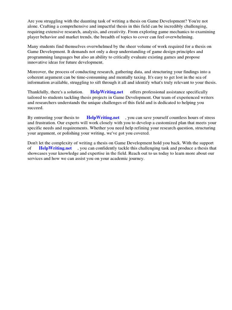 Thesis Game Development | PDF