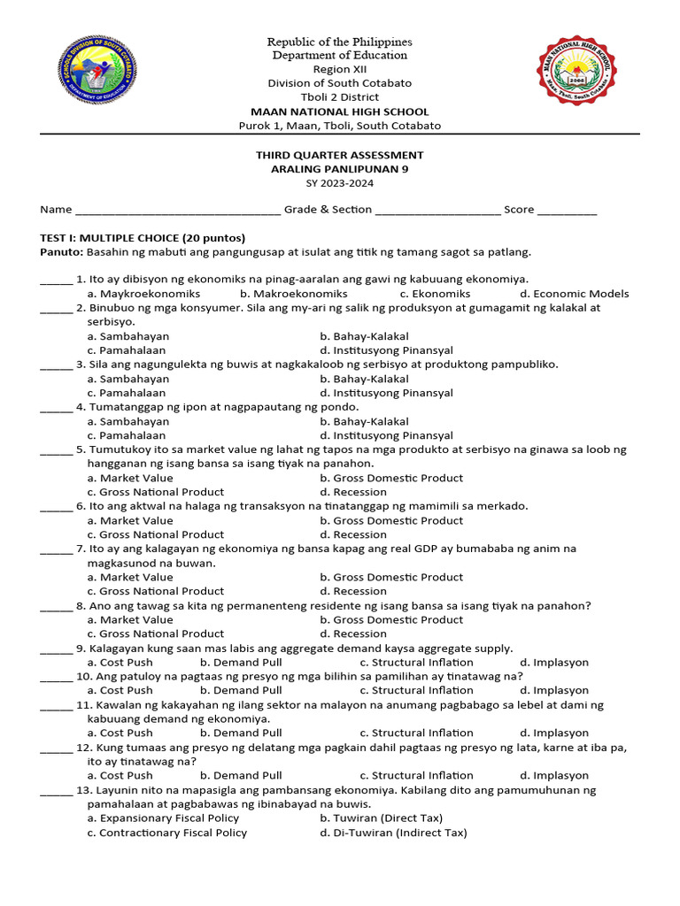 Arpan Exam 3RD Q | PDF