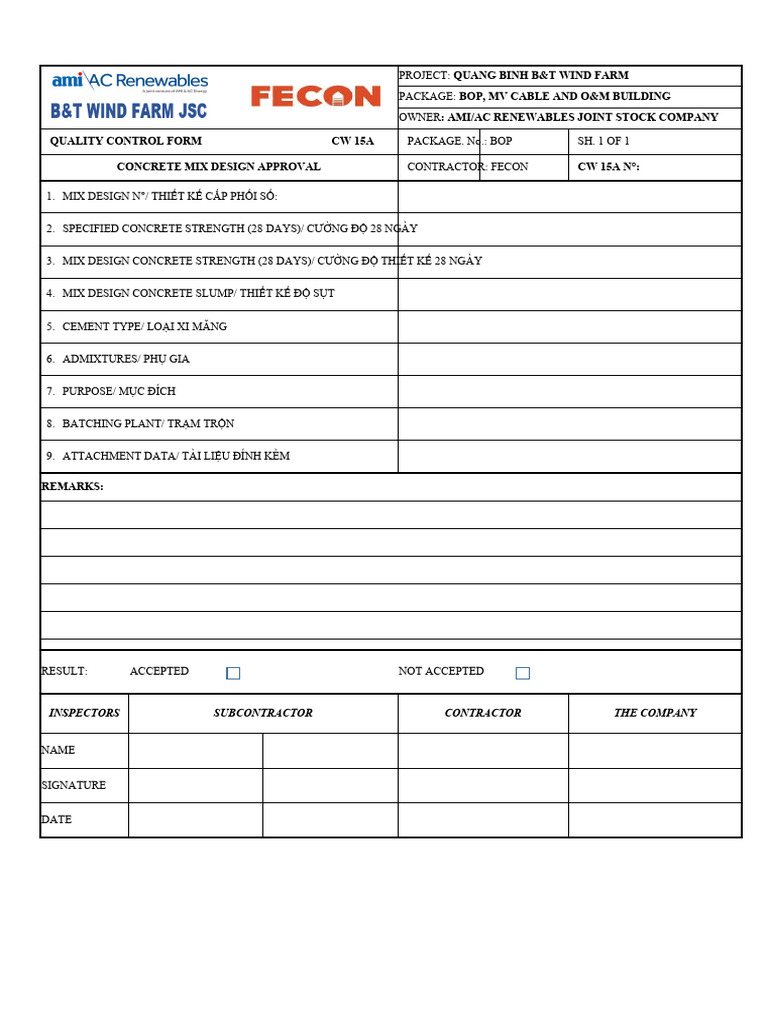BT1-BOP-QM-QCF-1000-0001 - A - QC Form For Road, Hardstand and Crane ...