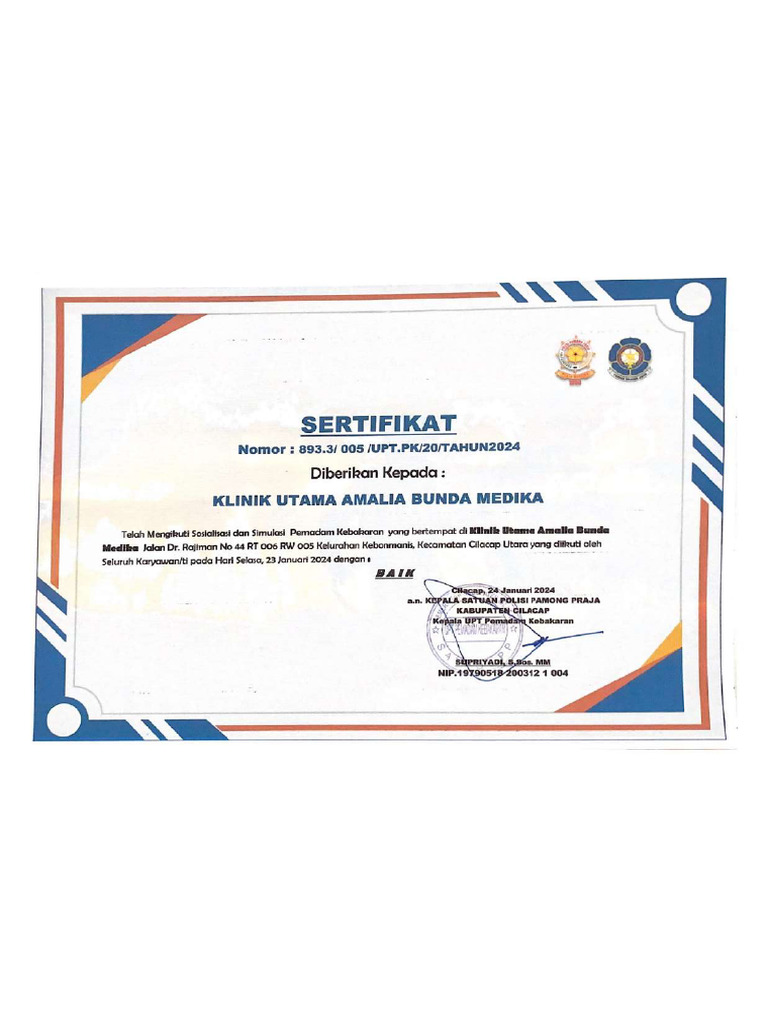 SERTIFIKAT DAMKAR | PDF