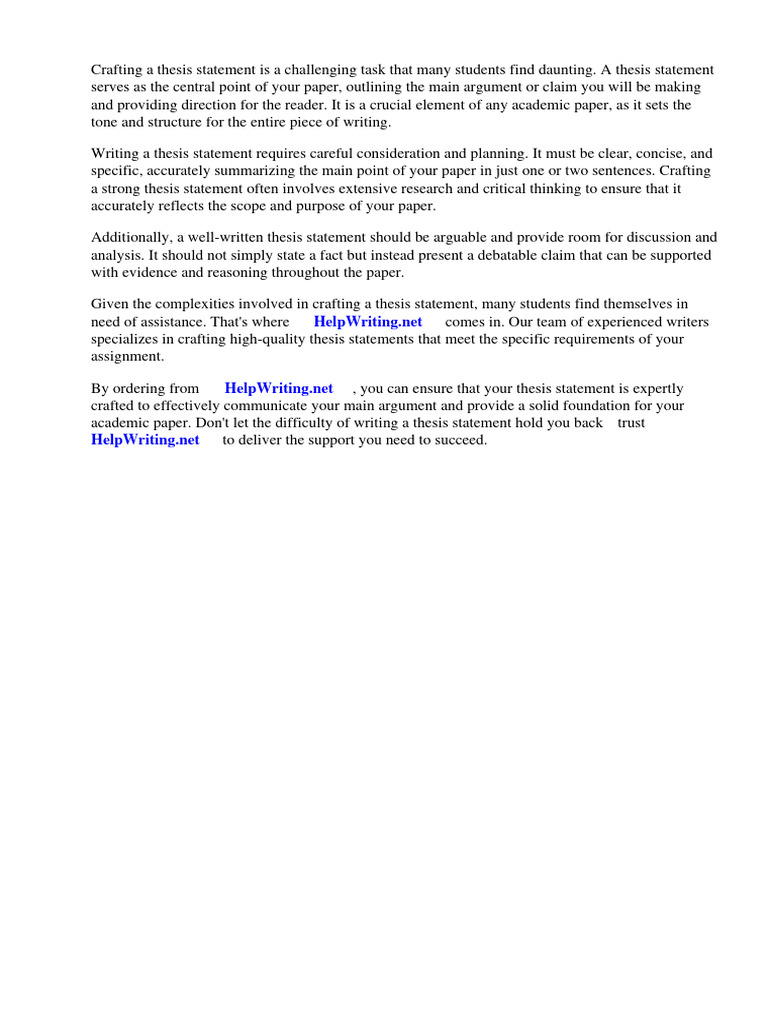 How Should a Thesis Statement Look Like | PDF