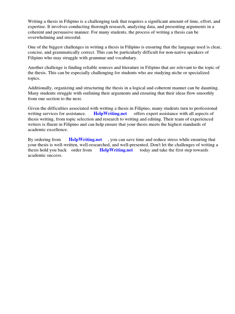 Thesis Sa Filipino Subject | PDF