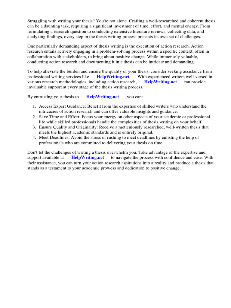 Action Research Thesis Examples | PDF