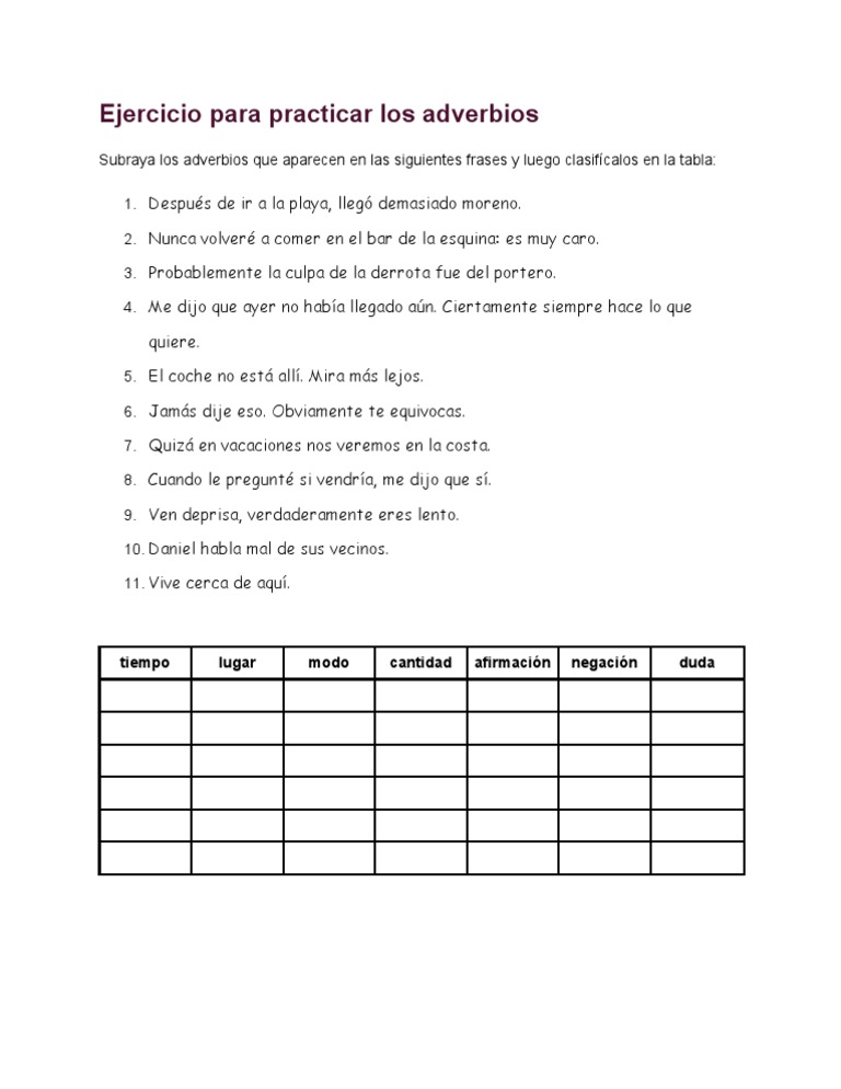 Adverbios En 2022 Adverbios Oraciones Con Verbo Ejercicios Para Porn Sex Picture