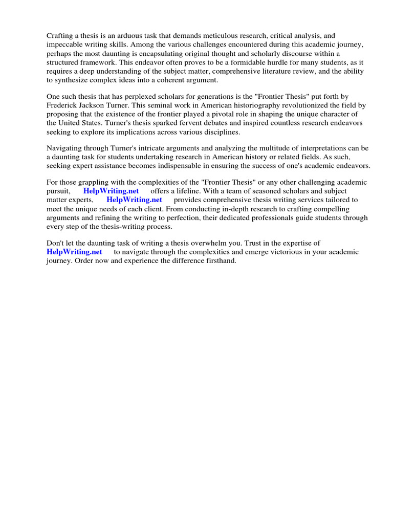 Frontier Thesis Frederick Jackson Turner Text | PDF | American Frontier ...