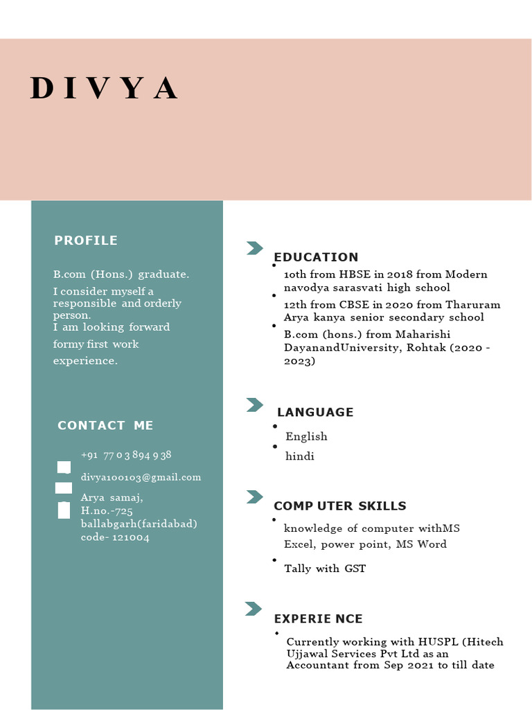 Divya CV | PDF