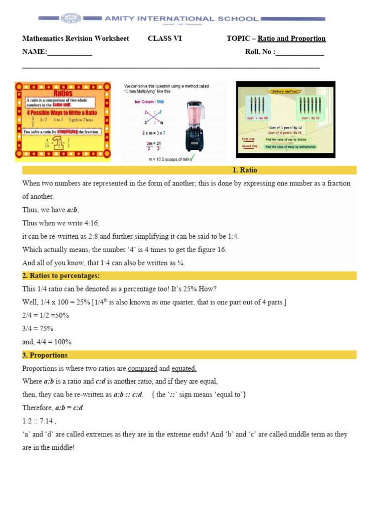 Cls 6 Ratio and Proportion MLP | PDF | Ratio | Length