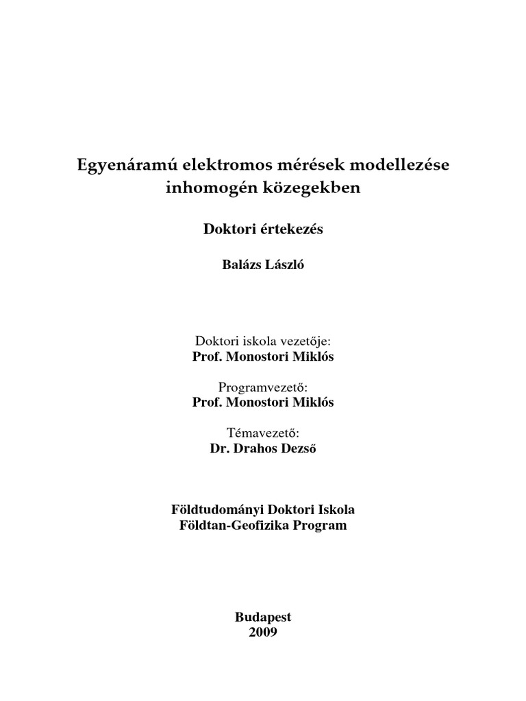 Egyenáramú Elektromos Mérések Modellezése Inhomogén Közegekben | PDF