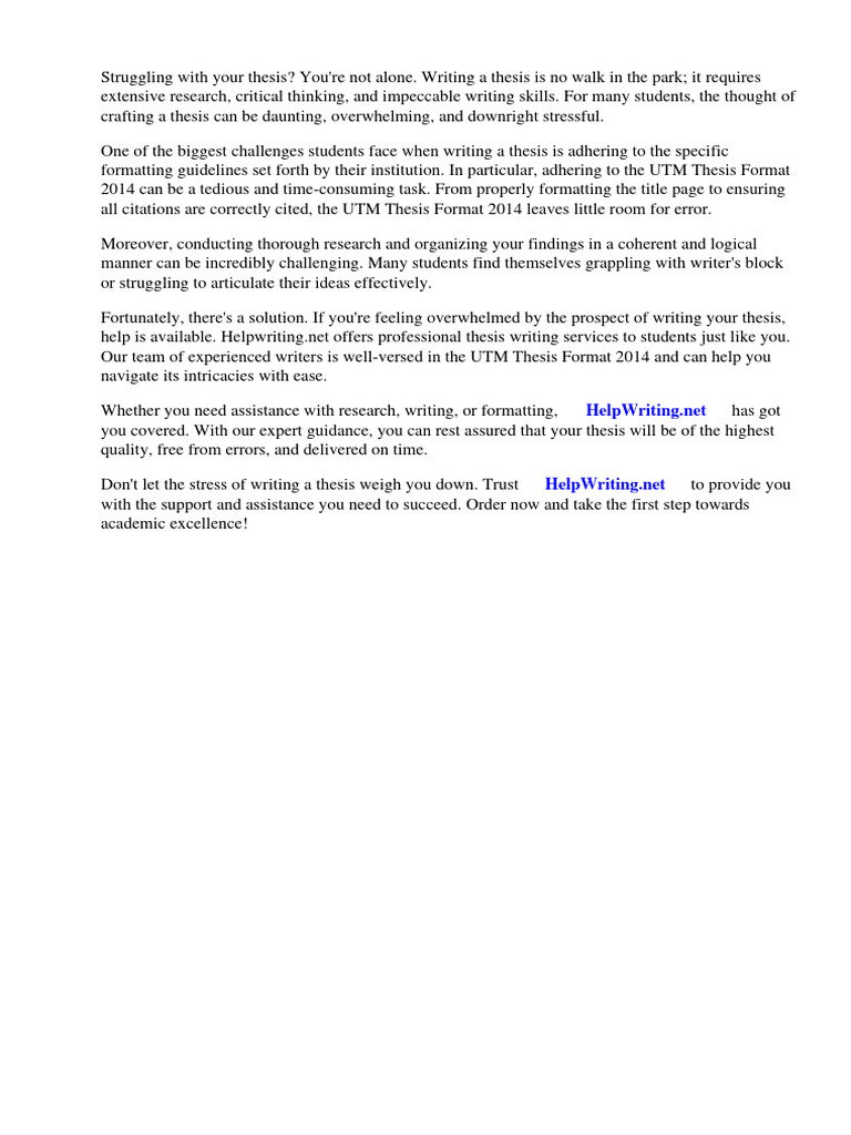 Utm Thesis Format 2014 | PDF | Thesis | Science