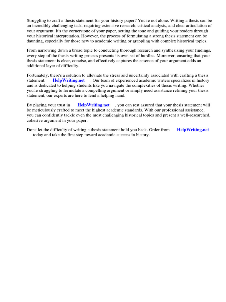 Example of Thesis Statement in History | PDF | Essays | Thesis