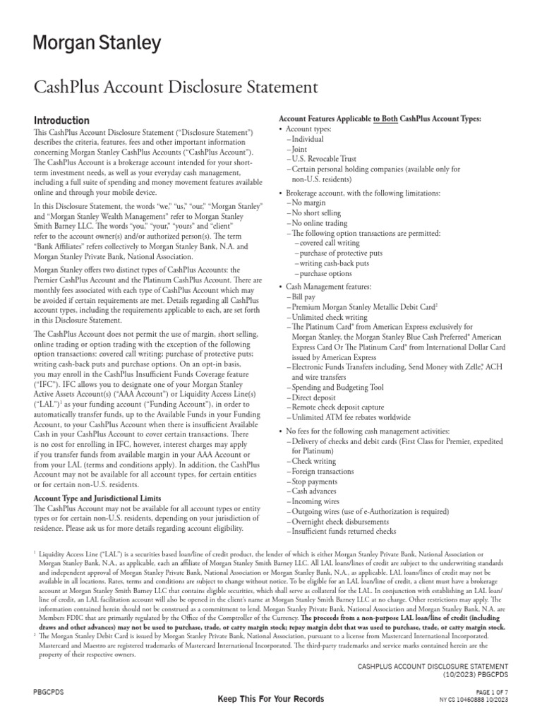 Cashplus Account Disclosure Statement: Account Features Applicable To ...