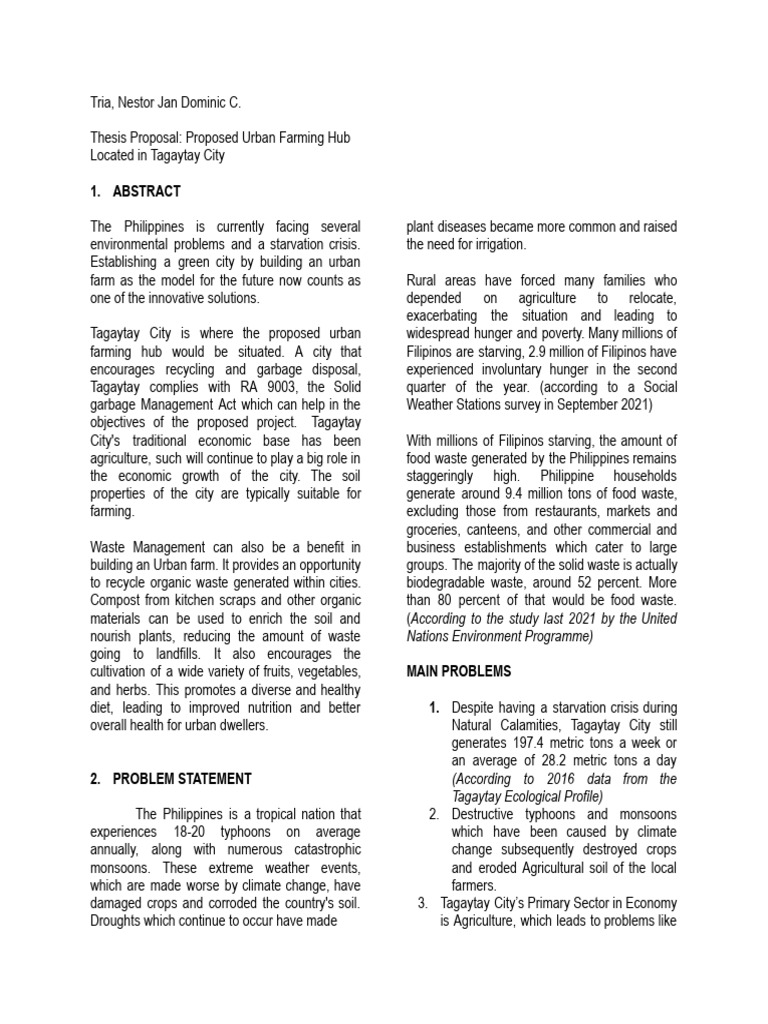 Executive Summary Thesis Urban Farm | PDF | Agriculture | Urban Agriculture