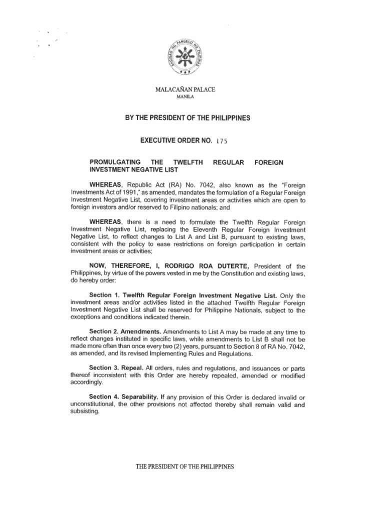 2022 Foreign Negative Investment List | PDF