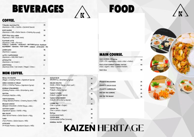 Menu Kaizen Heritage | PDF | Caramel | Foods