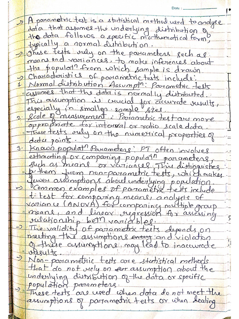Parametric and Non Parametric Test | PDF