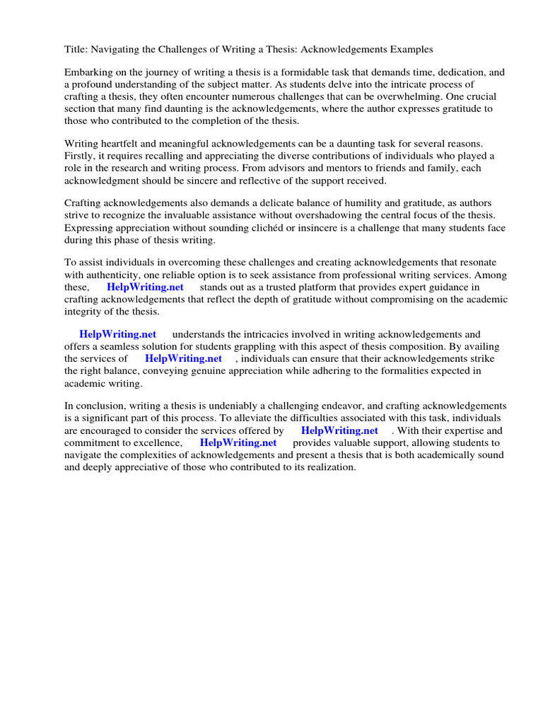 Acknowledgements Examples Thesis | PDF