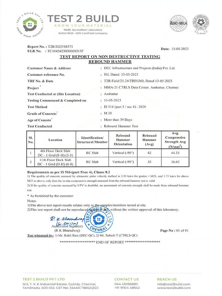 DEC Infra - Test Report - NDT - RH - 08571 | PDF