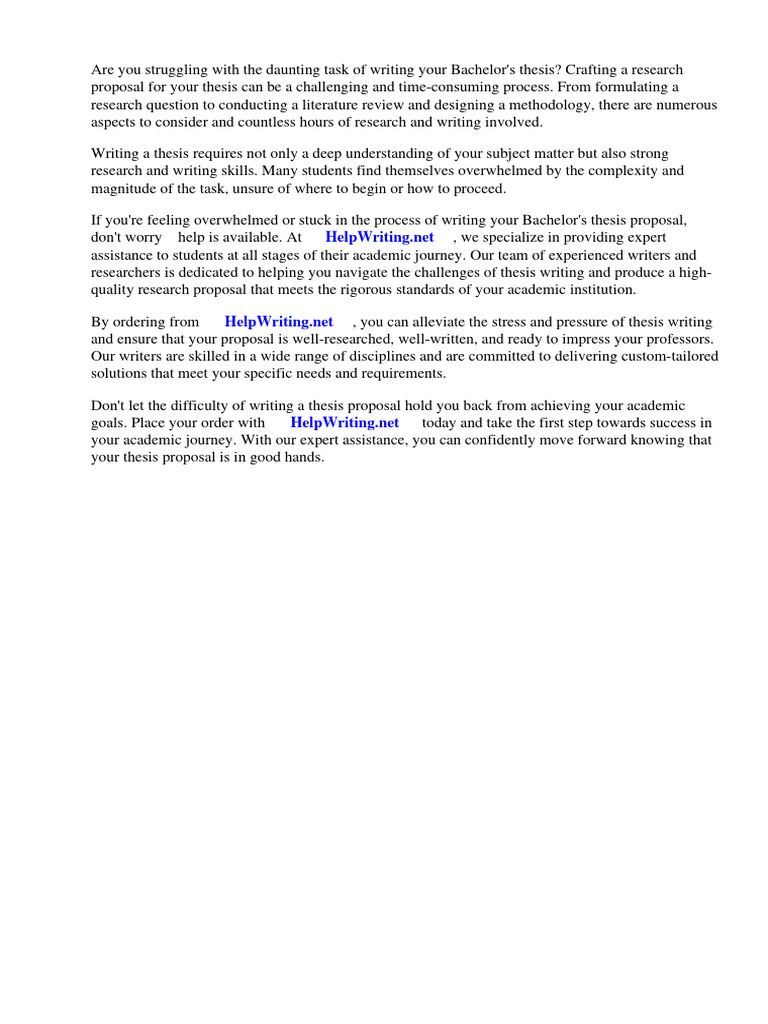 Research Proposal Bachelor Thesis | PDF