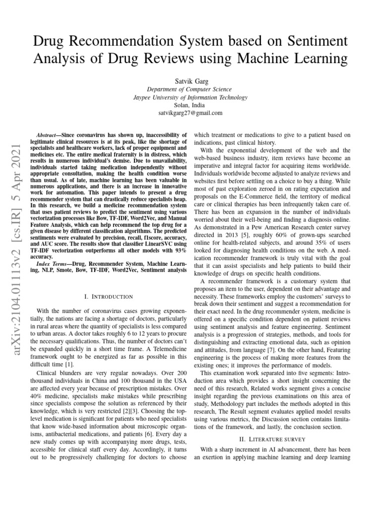 Drug Recommendation System | PDF | Receiver Operating Characteristic ... Drug Recommendation System | PDF | Receiver Operating Characteristic ...