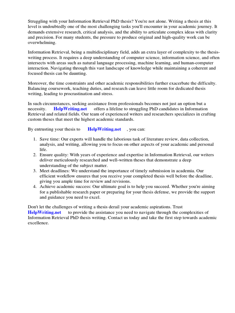 PhD Thesis Help for Info Retrieval | PDF | Information Retrieval | Information