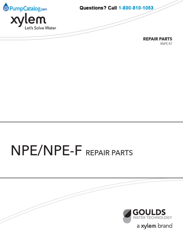 Goulds Pumps NPE 316 Stainless Steel Pumps Repair Parts Manual RNPE R7 2 21 | PDF