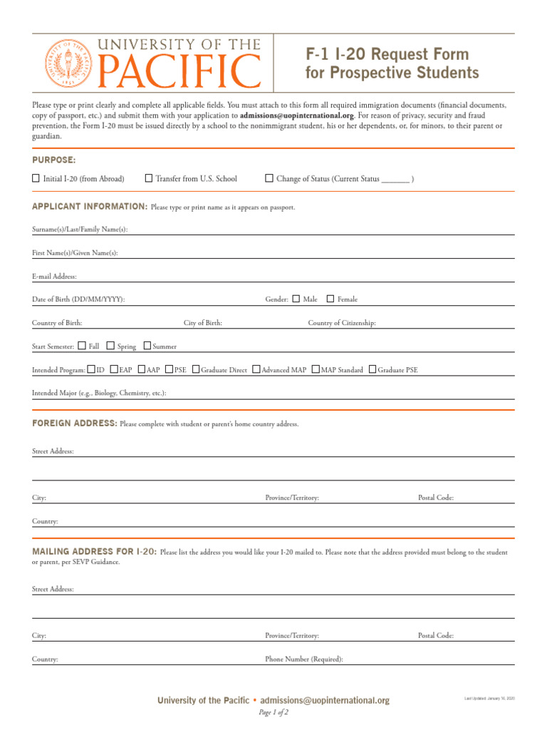 I20 Request Form | PDF