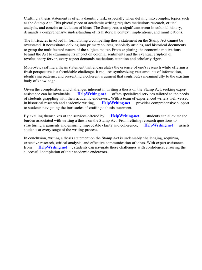 Stamp Act Thesis Statement | PDF | Politics