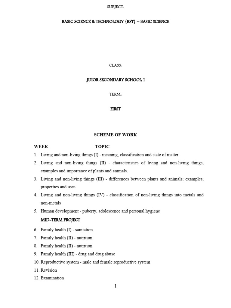 Jss 1 - Basic Science | Download Free PDF | Foods | Liquids