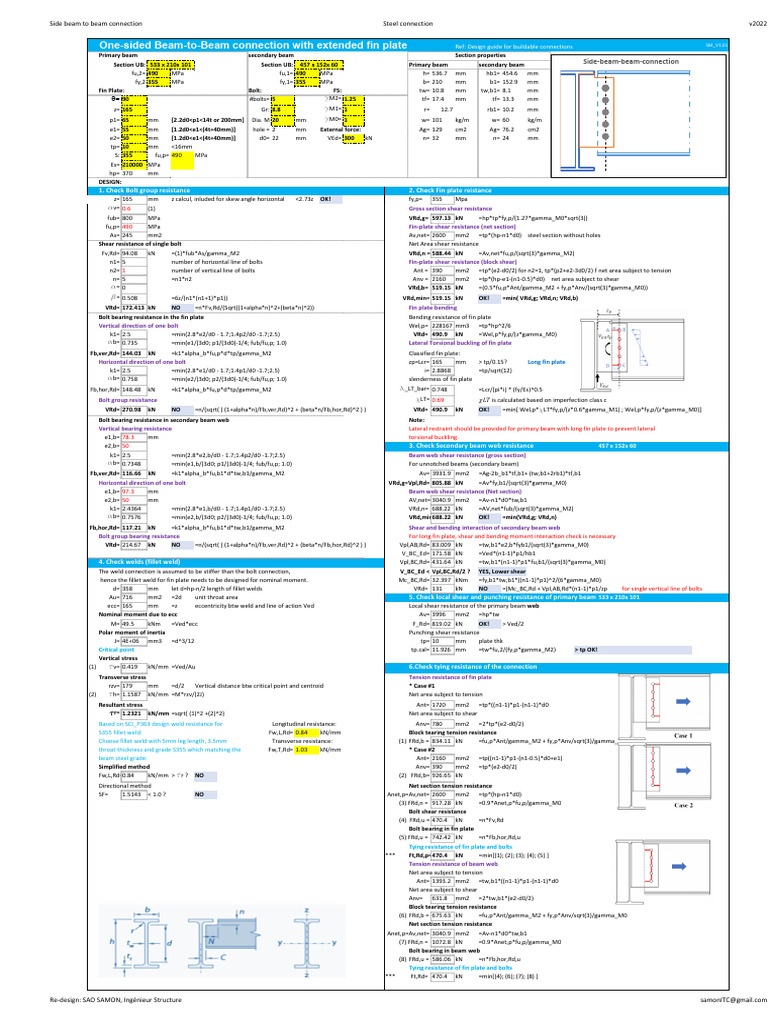 Beam-to-Beam Connection Design Guide | PDF | Bending | Beam (Structure)