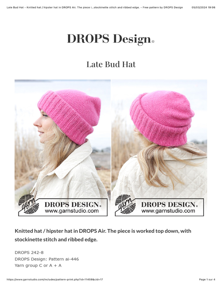 Late Bud Hat | PDF | Knitting | Knitting Needle