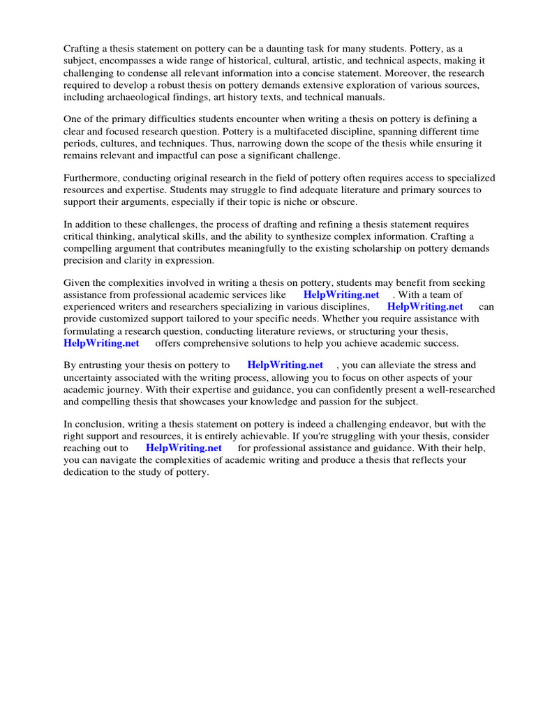 Thesis Statement Pottery | PDF | Essays | Pottery