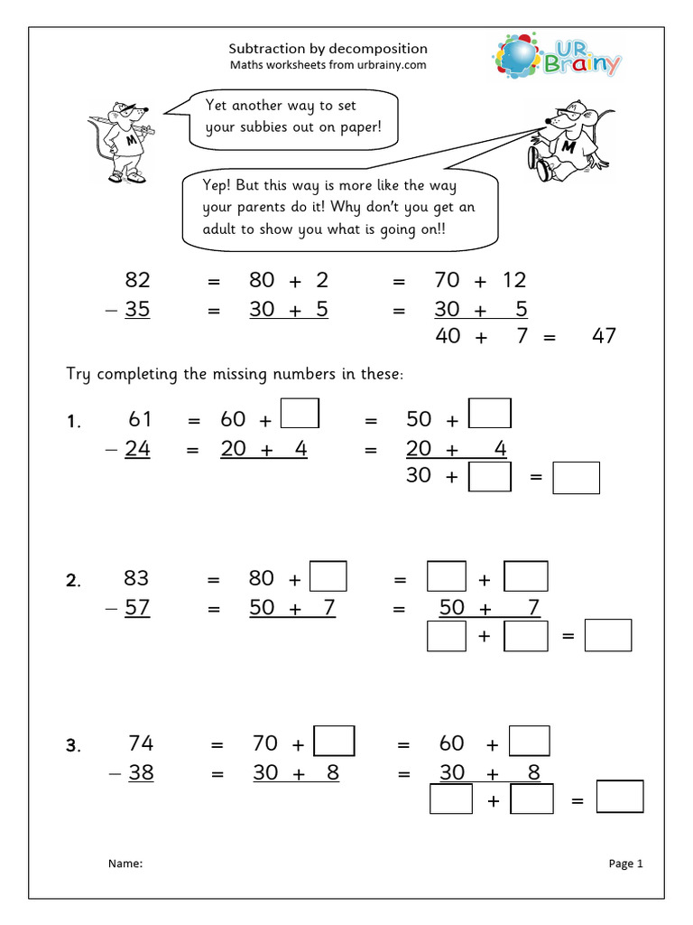Subtraction By Decomposition Pdf